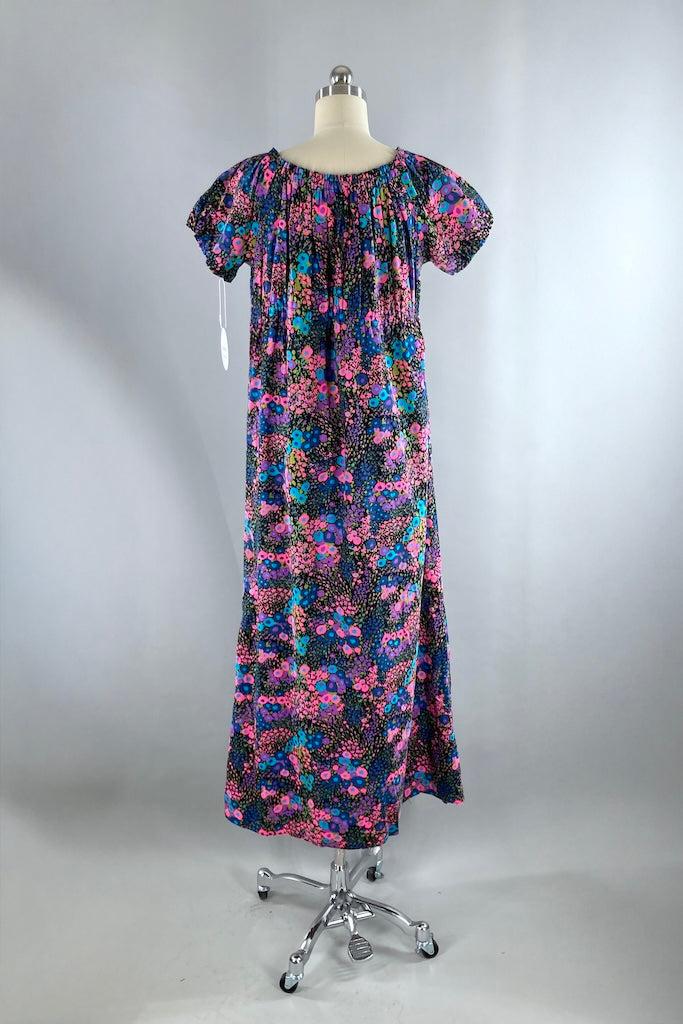 Vintage Neon Hawaiian Floral Maxi Dress – ThisBlueBird