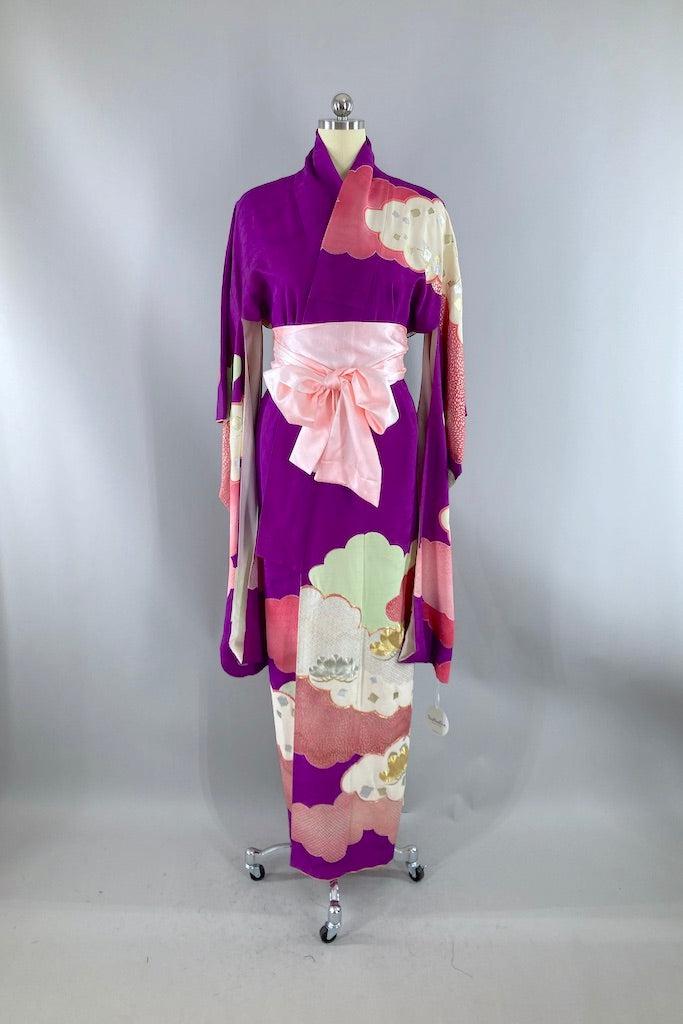 Vintage Purple Clouds Silk Furisode Kimono – ThisBlueBird