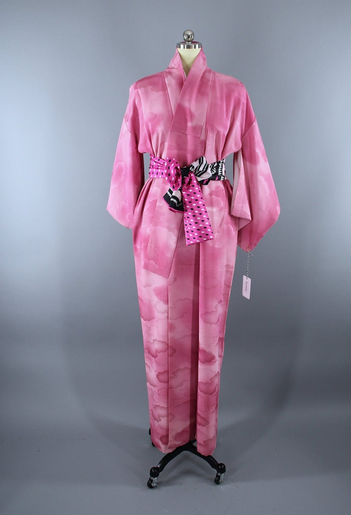 Vintage Pink Ombre Clouds Silk Kimono Robe – ThisBlueBird