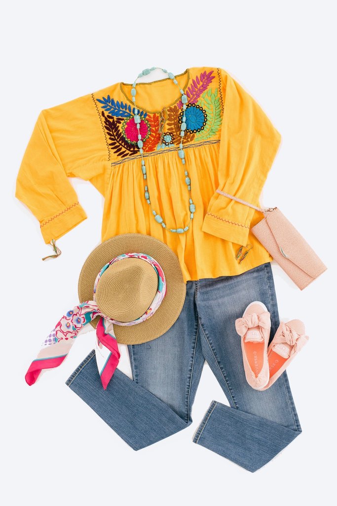 Vintage Yellow Mexican Embroidered Tunic – ThisBlueBird