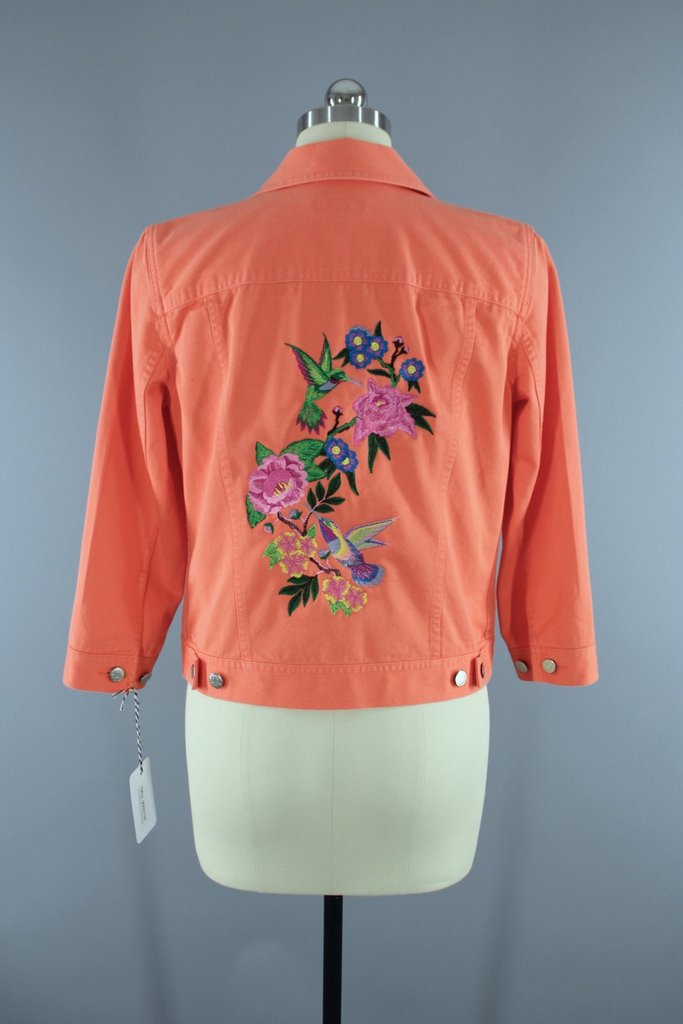 Embroidered Hummingbirds Floral Denim Jacket – ThisBlueBird