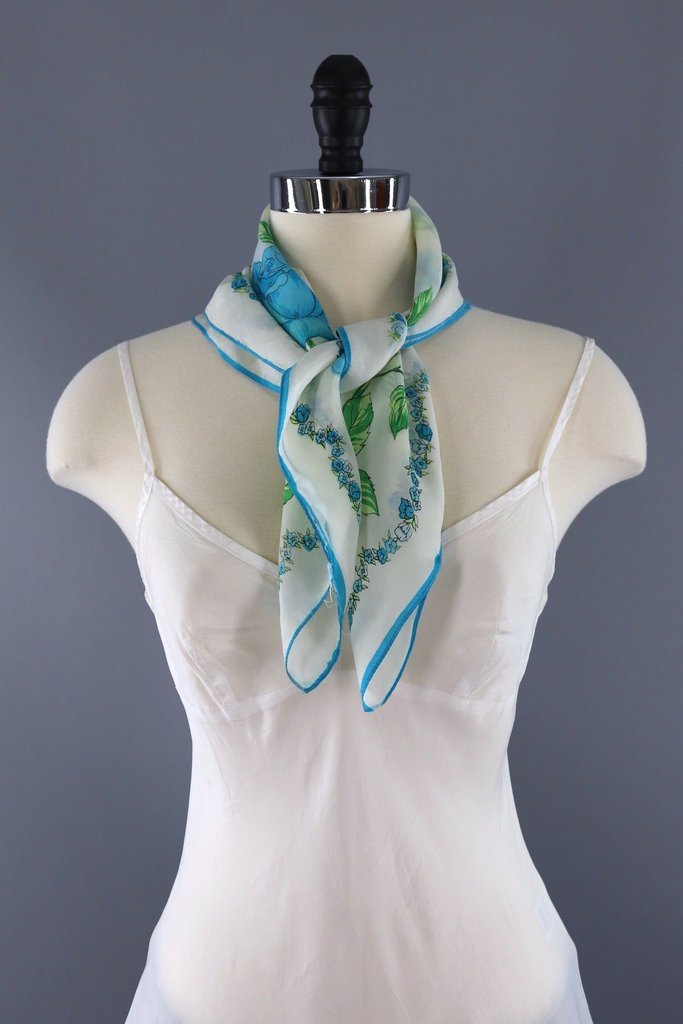 Vintage Aqua Rose Silk Scarf – ThisBlueBird