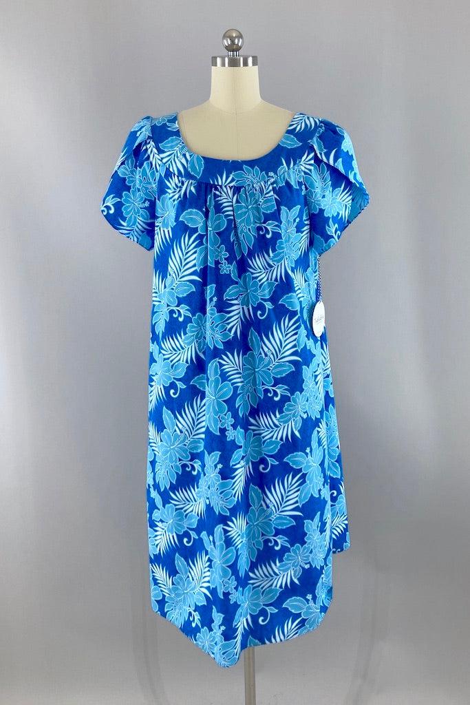 Vintage Blue Hawaiian Print Dress – ThisBlueBird