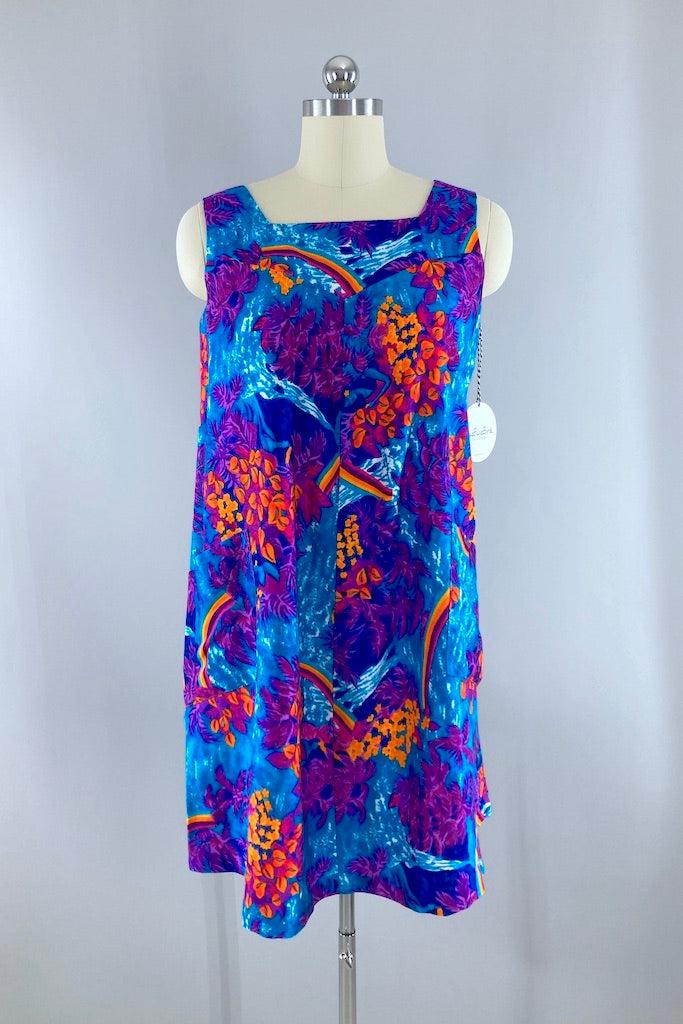 Vintage Blue Rainbow Hawaiian Aloha Dress – ThisBlueBird