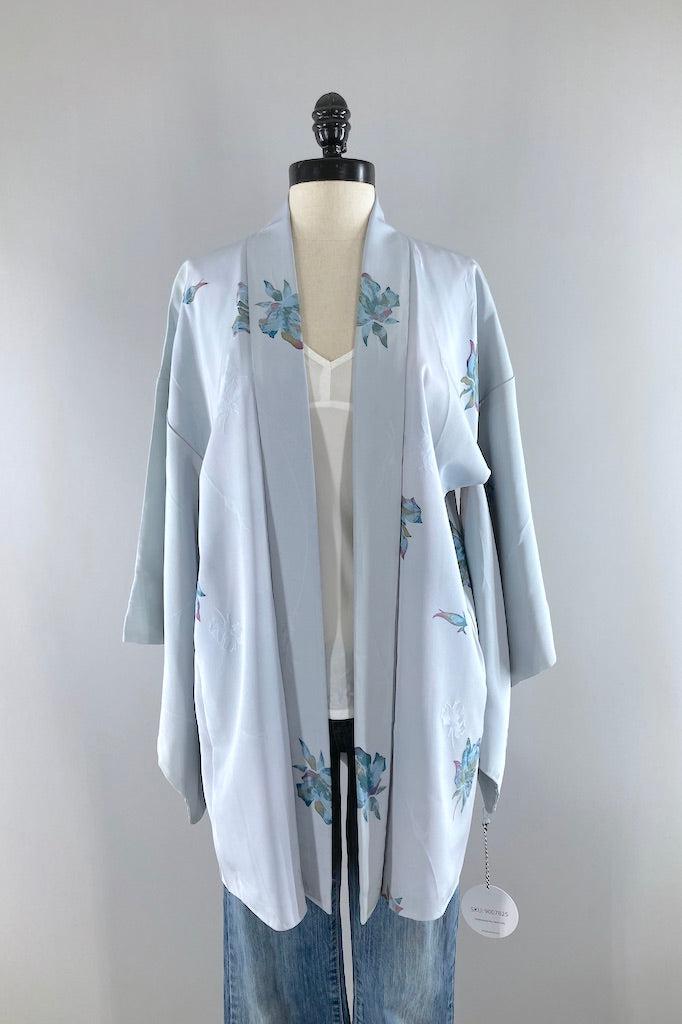 Vintage Blue Roses Silk Kimono Cardigan – ThisBlueBird
