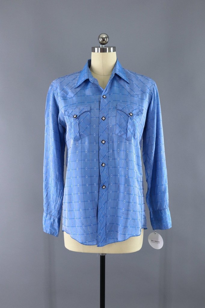 Vintage Blue Silky Western Shirt – ThisBlueBird