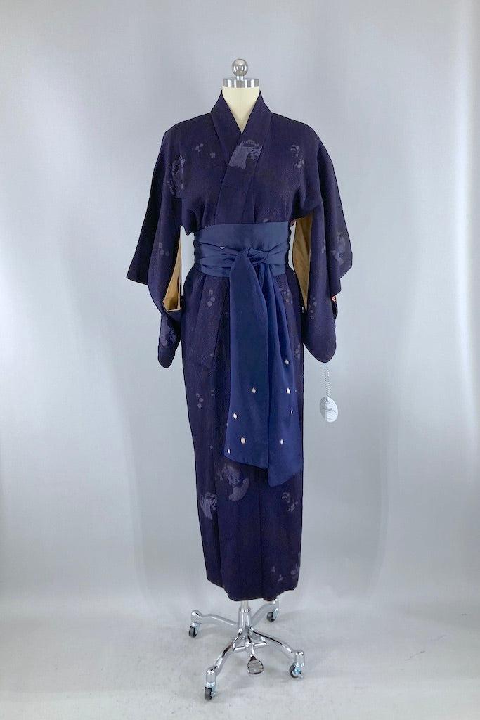 Vintage Dark Purple Heavy Silk Kimono Robe – ThisBlueBird