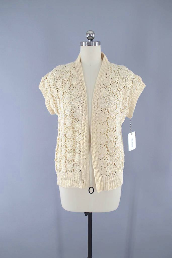 Vintage Ivory Crochet Cardigan Sweater – ThisBlueBird