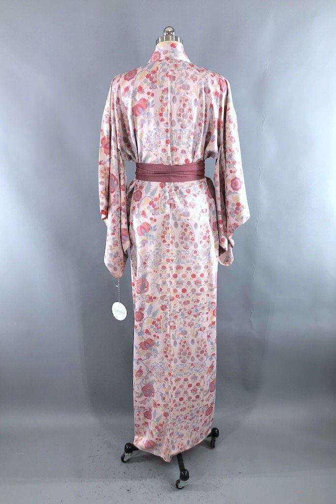 Vintage Pink Floral Silk Kimono Robe – ThisBlueBird