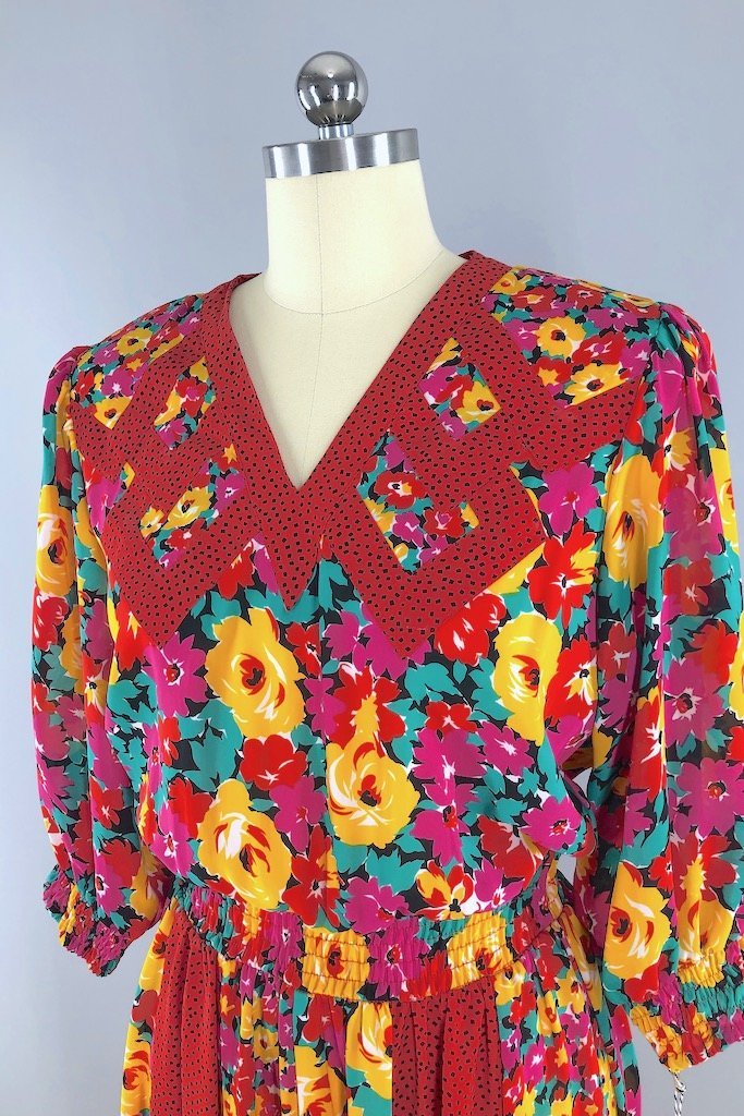 Vintage Red Floral Summer Dress – ThisBlueBird