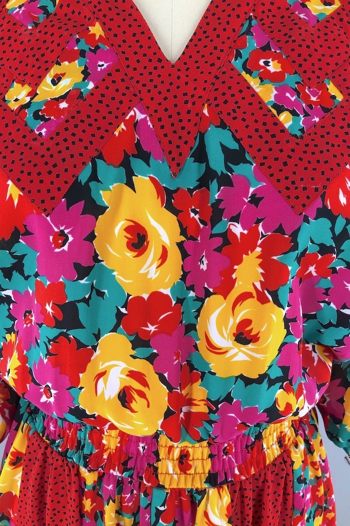 Vintage Red Floral Summer Dress – ThisBlueBird