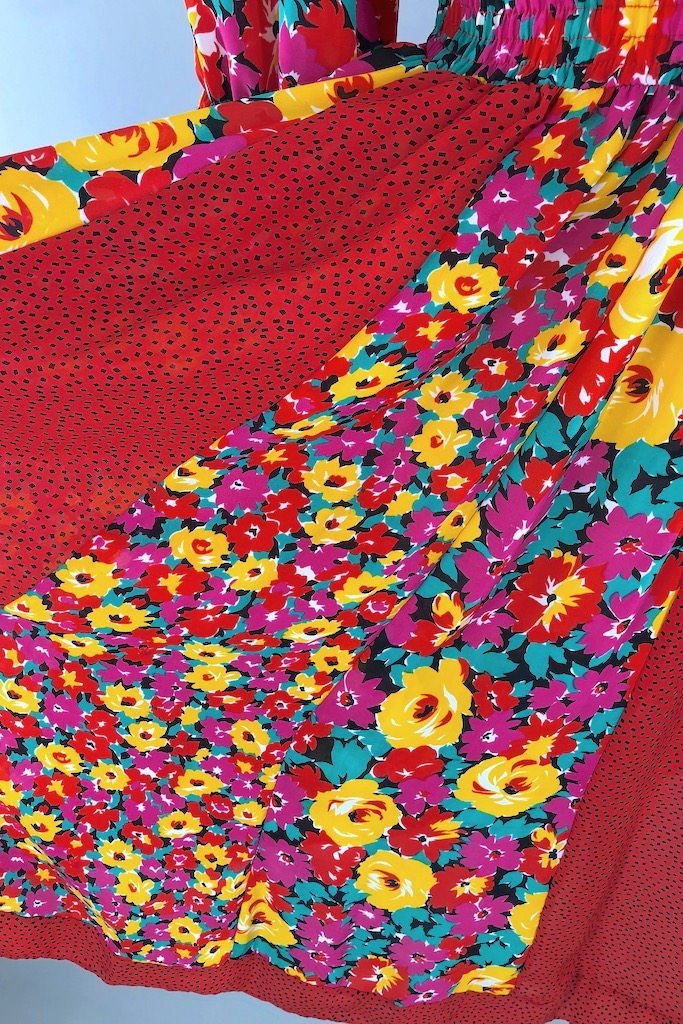 Vintage Red Floral Summer Dress – ThisBlueBird