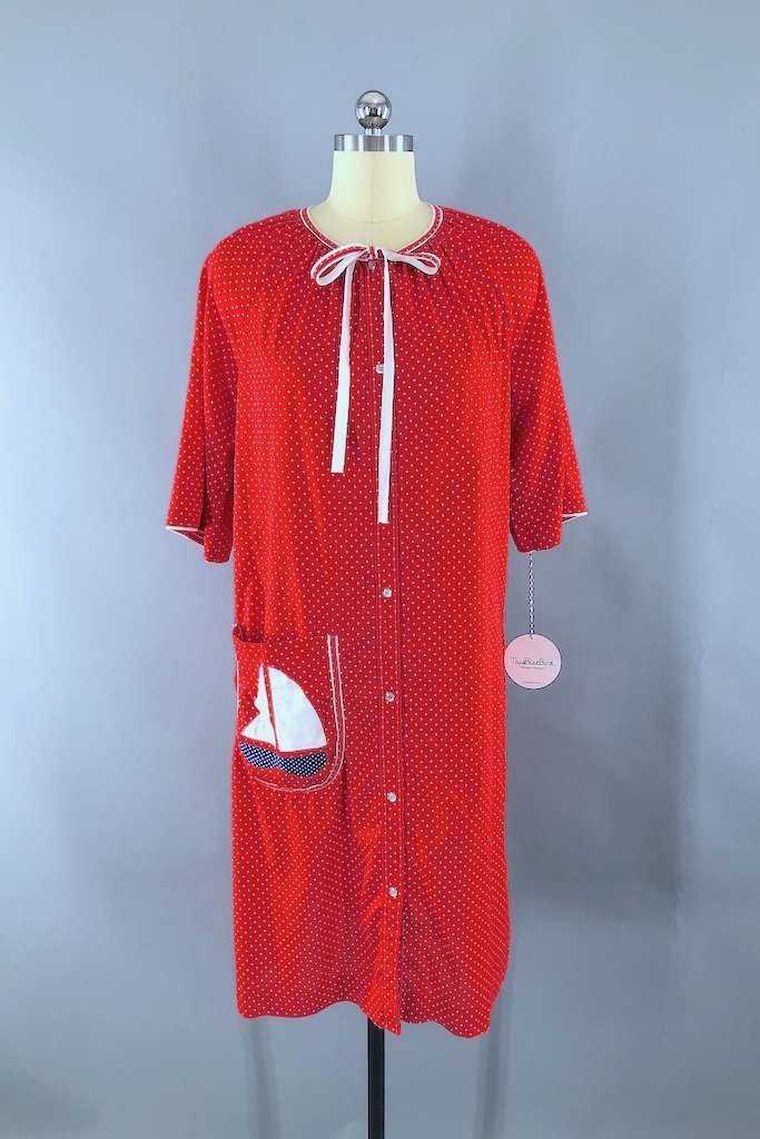 Vintage Red Nautical House Dress – ThisBlueBird