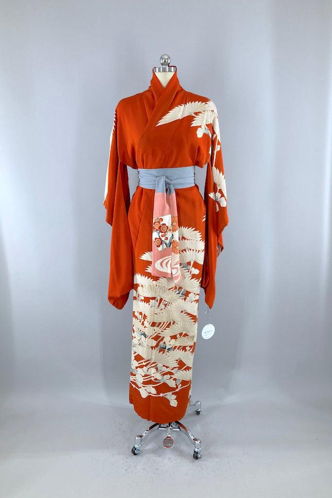 Vintage Rust Orange Silk Kimono Robe – ThisBlueBird