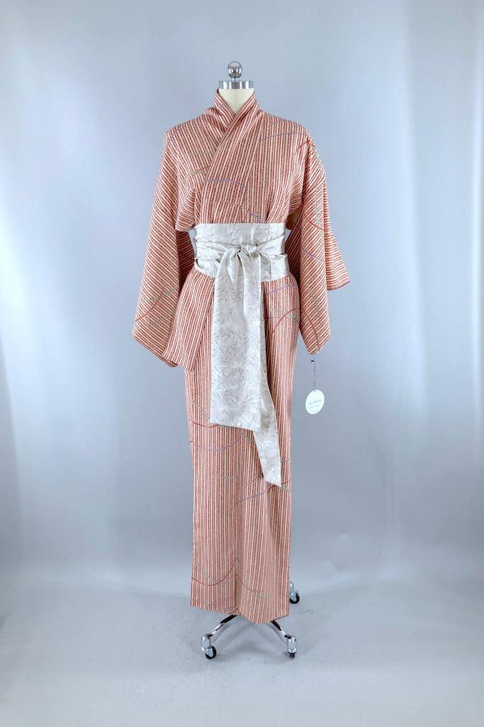 Vintage Terra Cotta Stripes Kimono Robe – ThisBlueBird