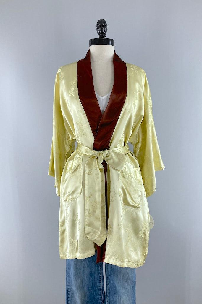 Vintage Yellow Satin Short Robe – ThisBlueBird