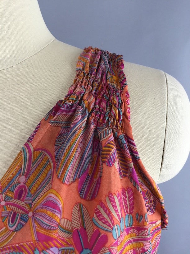 Indian Sari Maxi Dress / Vintage Indian Sari / Feathers – ThisBlueBird