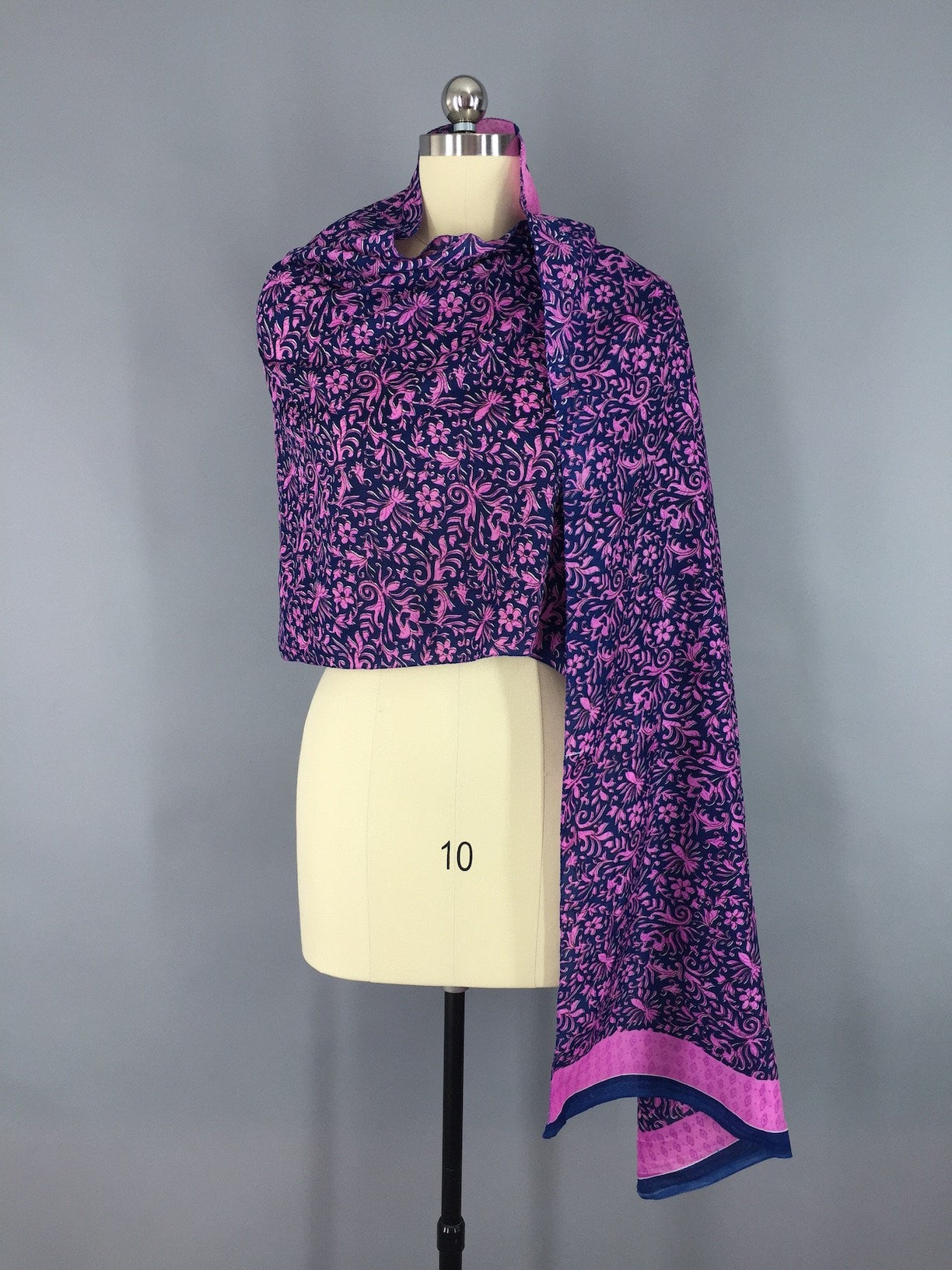 Sari Scarf / Blue & Pink Floral Batik Print – ThisBlueBird
