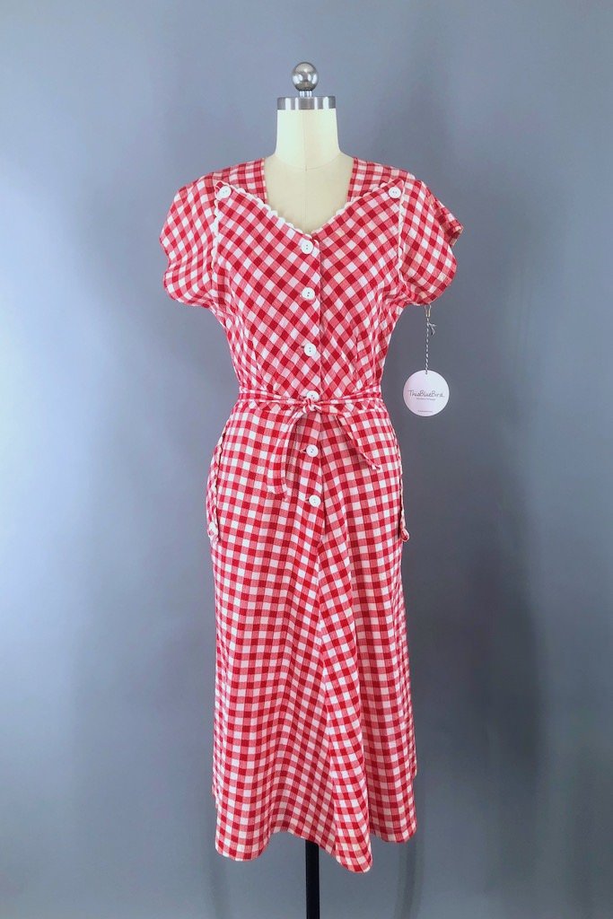 Vintage 1930s Red Gingham Dress – ThisBlueBird