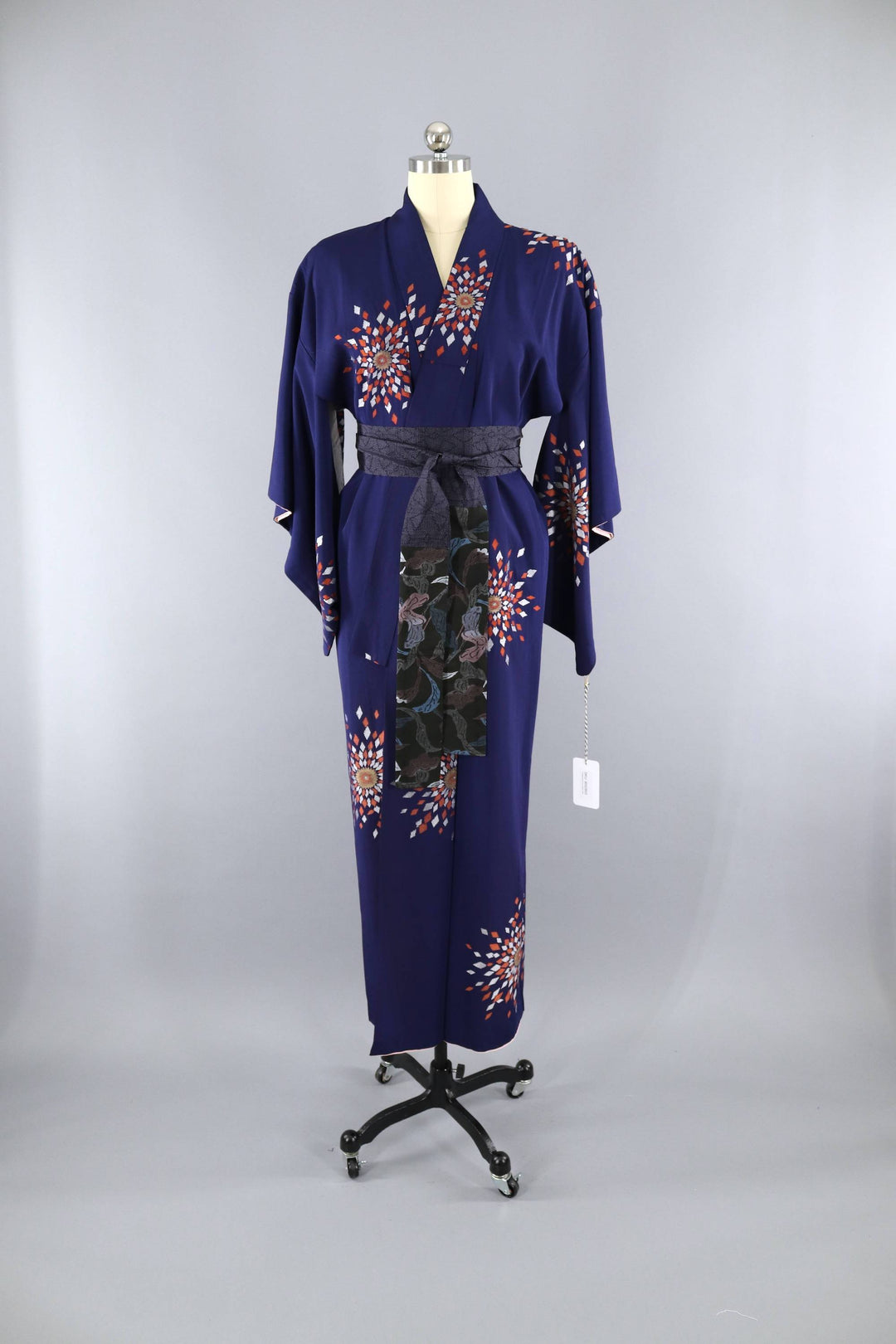 dark blue silk kimono