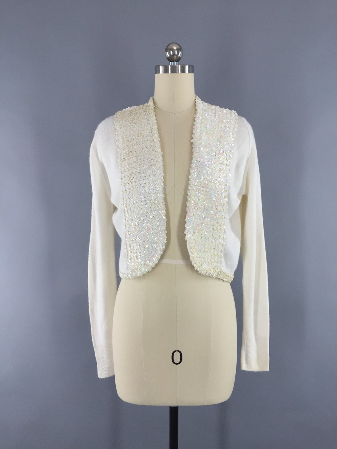 Vintage 1950s White Sequined Cropped Cardigan Sweater – ThisBlueBird