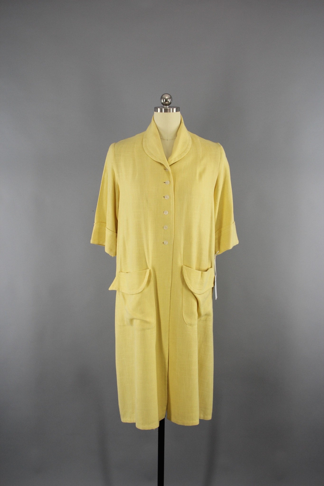 Vintage 1950s Yellow Linen Jacket Duster – ThisBlueBird