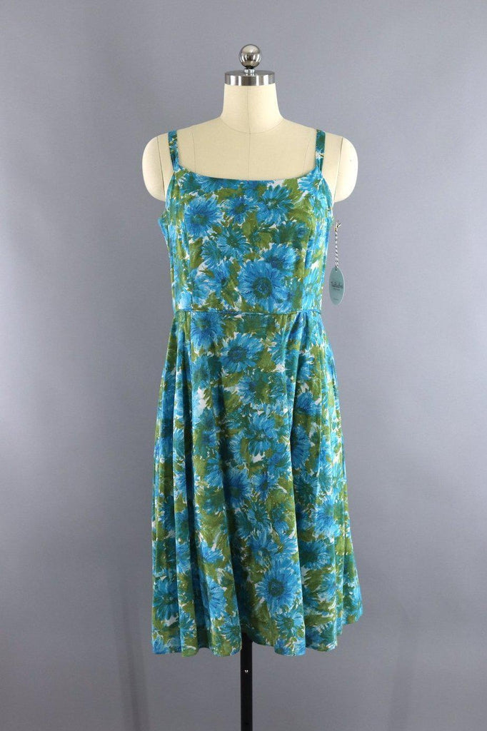 Vintage 1960s Blue Floral Print Cotton Sundress – ThisBlueBird