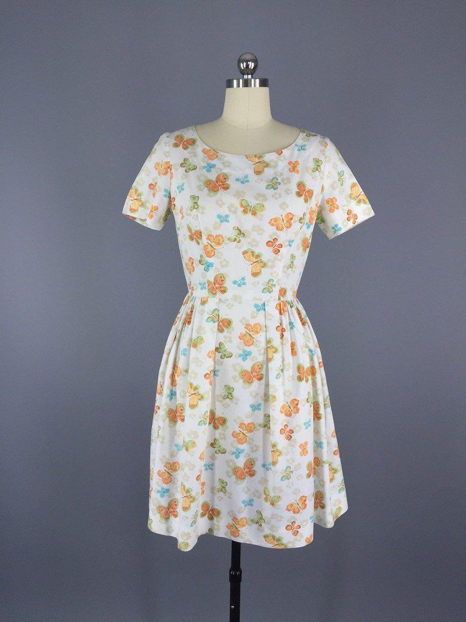 Vintage 1960s Day Dress / Butterfly Novelty Print – ThisBlueBird