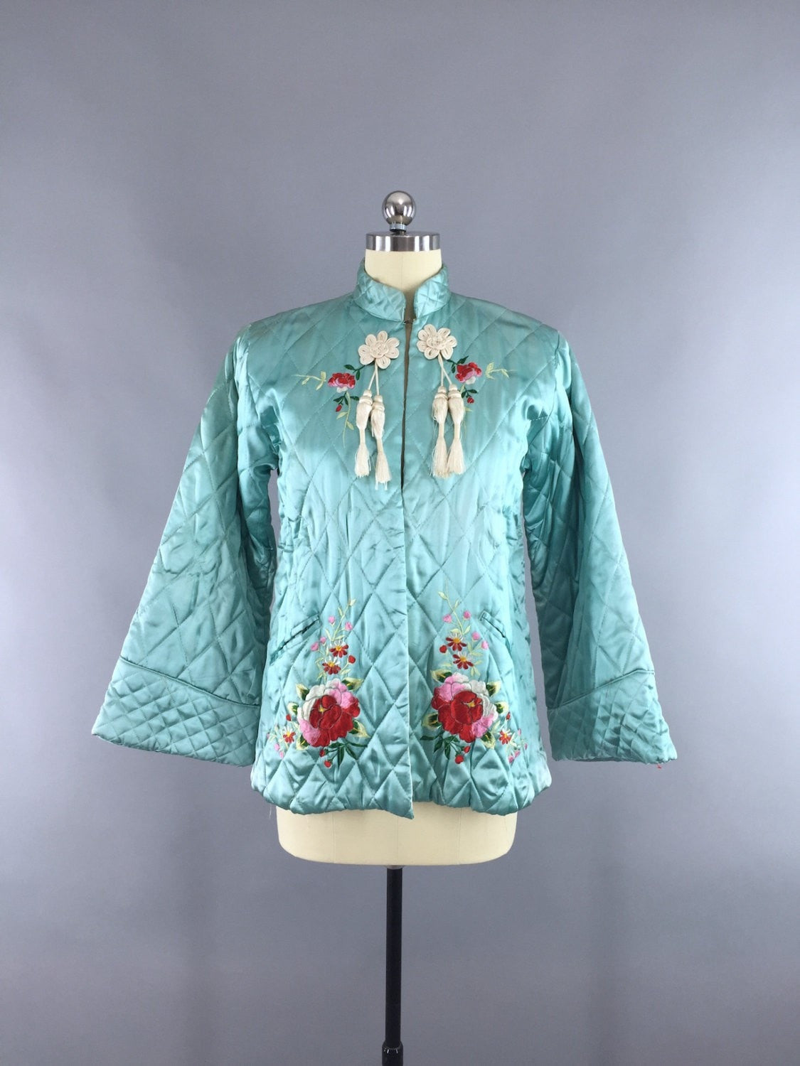 Vintage 1960s Jacket / Blue Satin Quilted Coat – ThisBlueBird