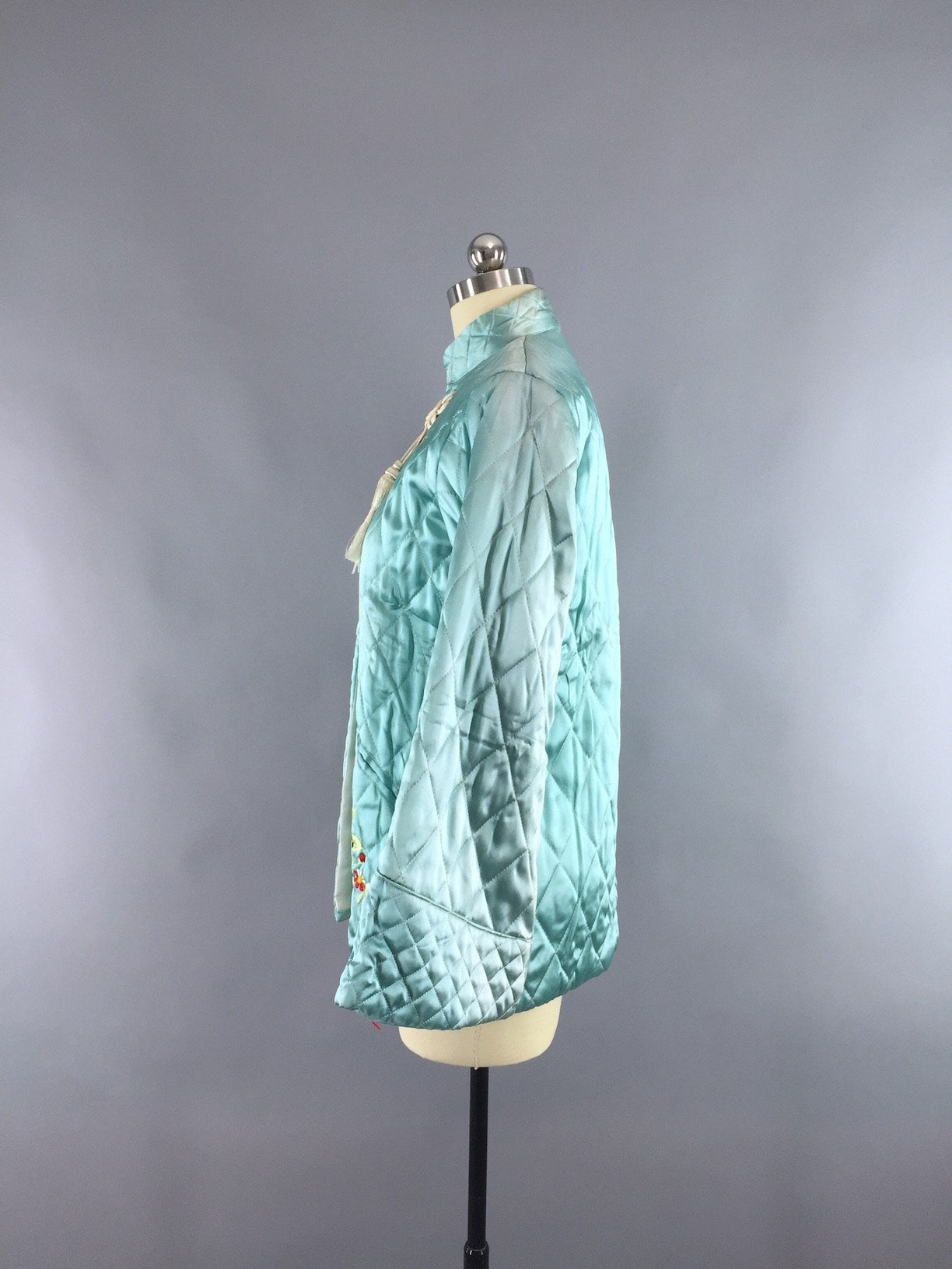 Vintage 1960s Jacket / Blue Satin Quilted Coat – ThisBlueBird