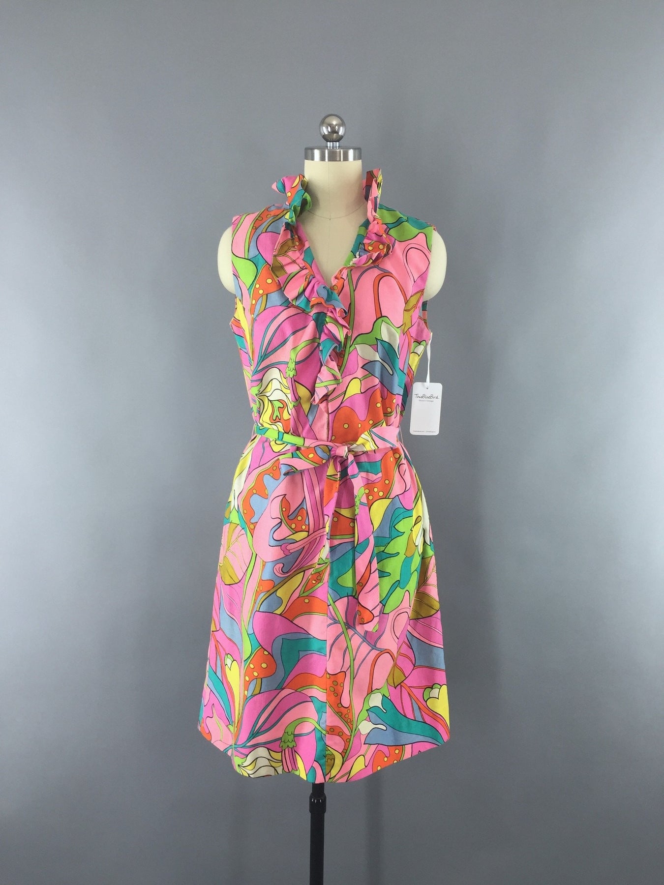 Vintage 1960s Mod Sundress / Pink Neon Abstract Print – ThisBlueBird