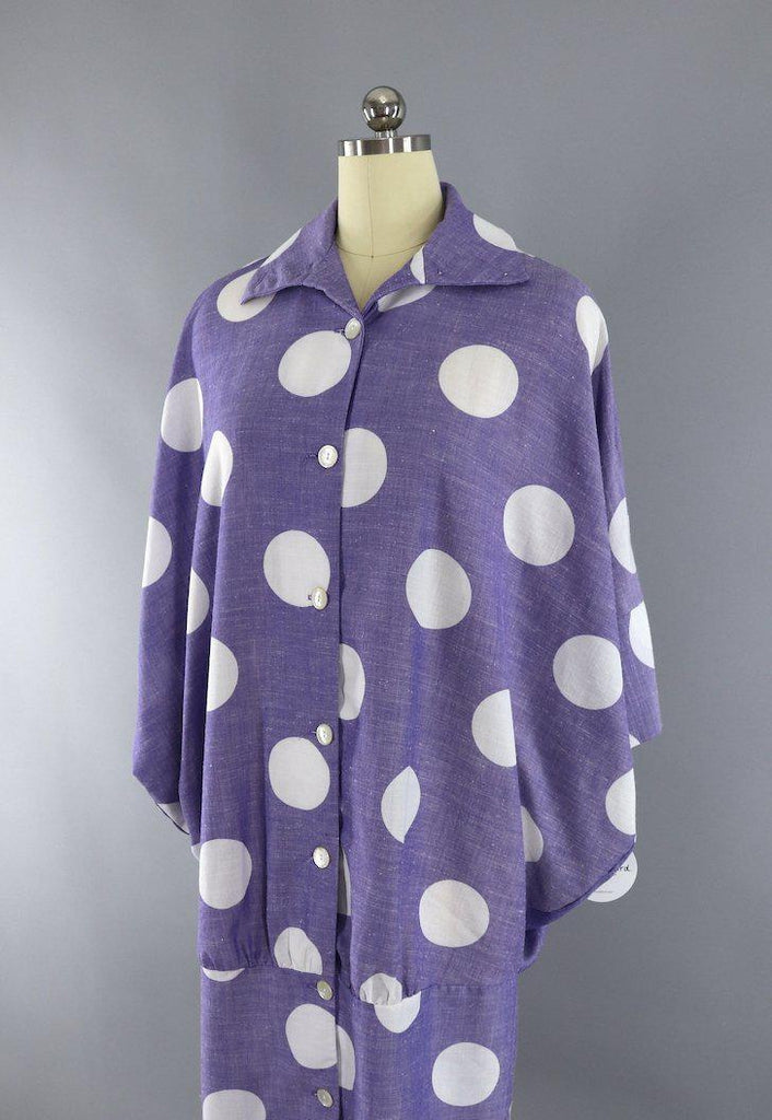 Vintage 1980s Puccini Day Dress / Periwinkle Blue Polka Dots – ThisBlueBird