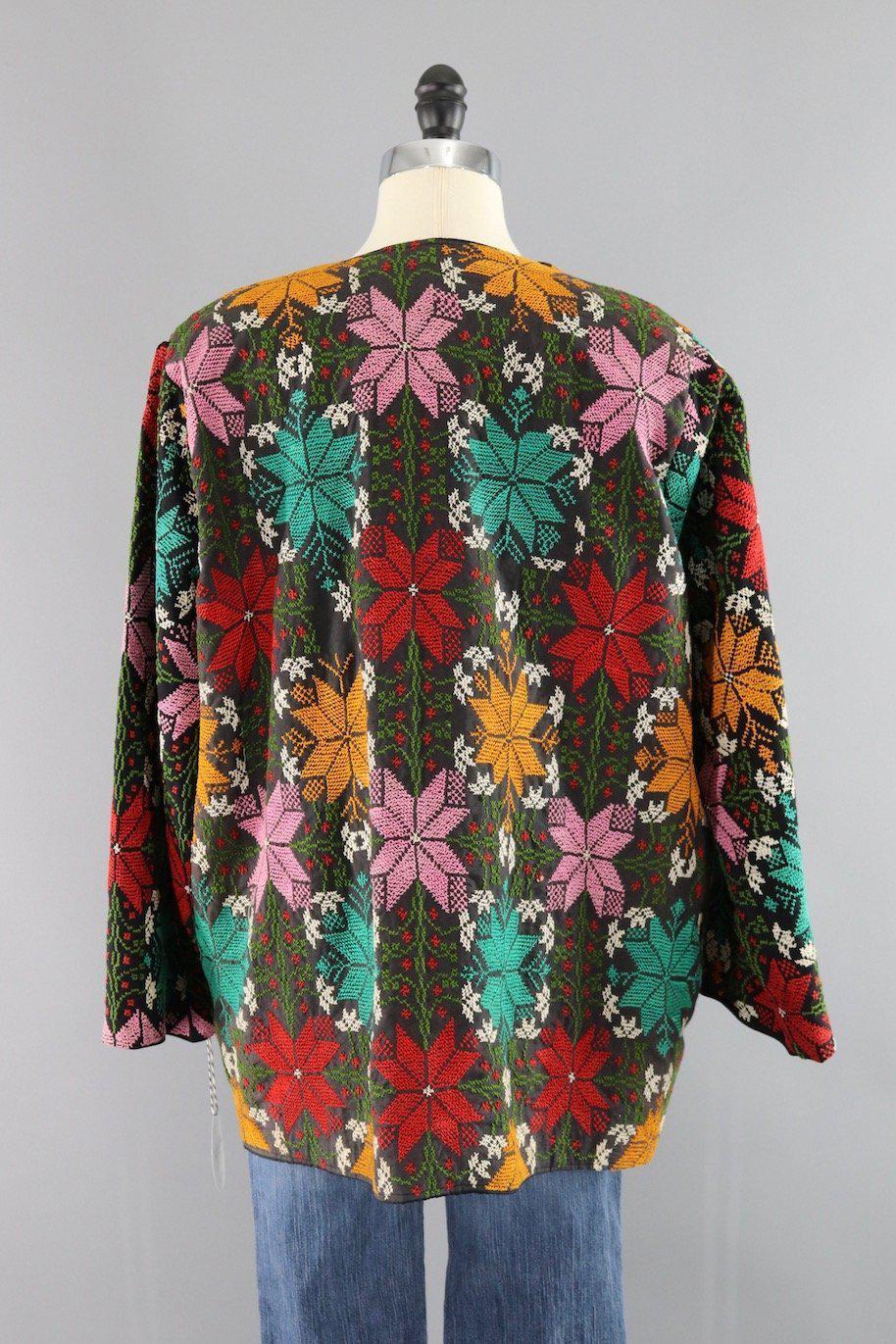 Vintage Black Cross Stitch Embroidered Jacket – ThisBlueBird
