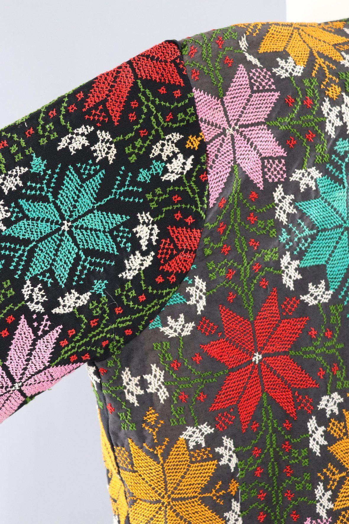 Vintage Black Cross Stitch Embroidered Jacket – ThisBlueBird