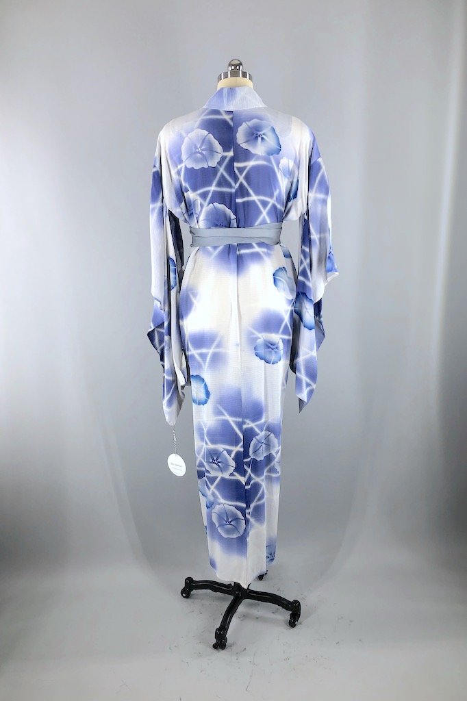 Vintage Blue Morning Glory Silk Kimono Robe – ThisBlueBird