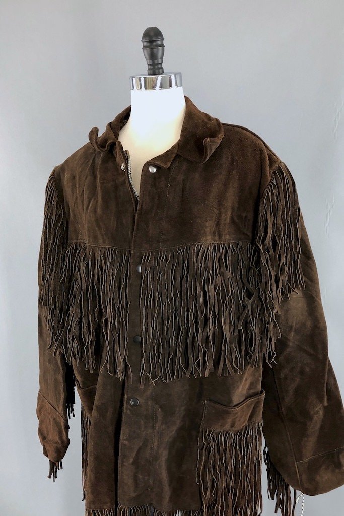 Vintage Heavy Suede Fringed Coat – ThisBlueBird