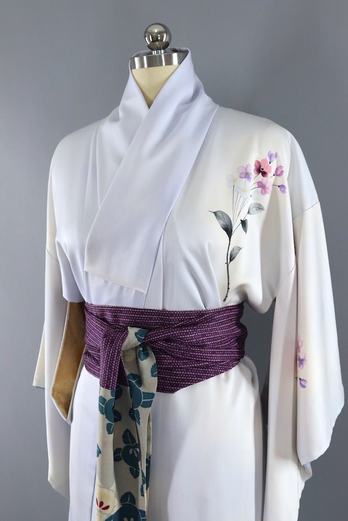 Vintage Ice Blue Floral Stripe Silk Kimono Robe – ThisBlueBird