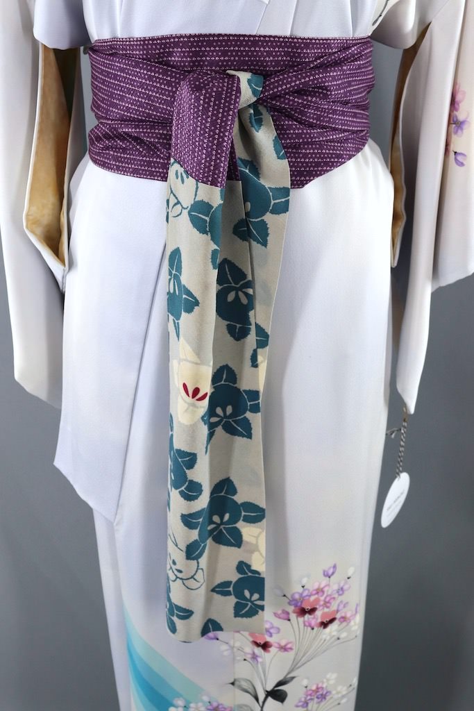 Vintage Ice Blue Floral Stripe Silk Kimono Robe – ThisBlueBird