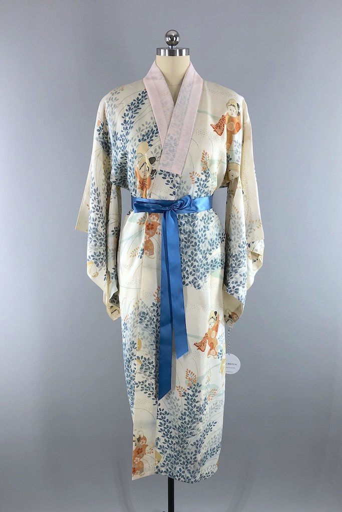 Vintage Ivory Summer Silk Kimono Robe – ThisBlueBird