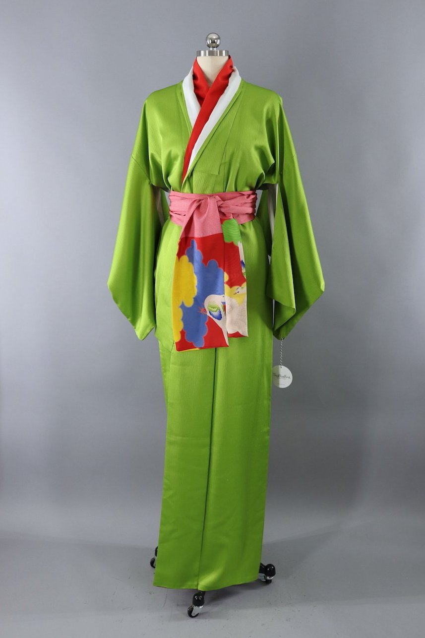 Vintage Kimono Robe / Acid Lime Green – ThisBlueBird