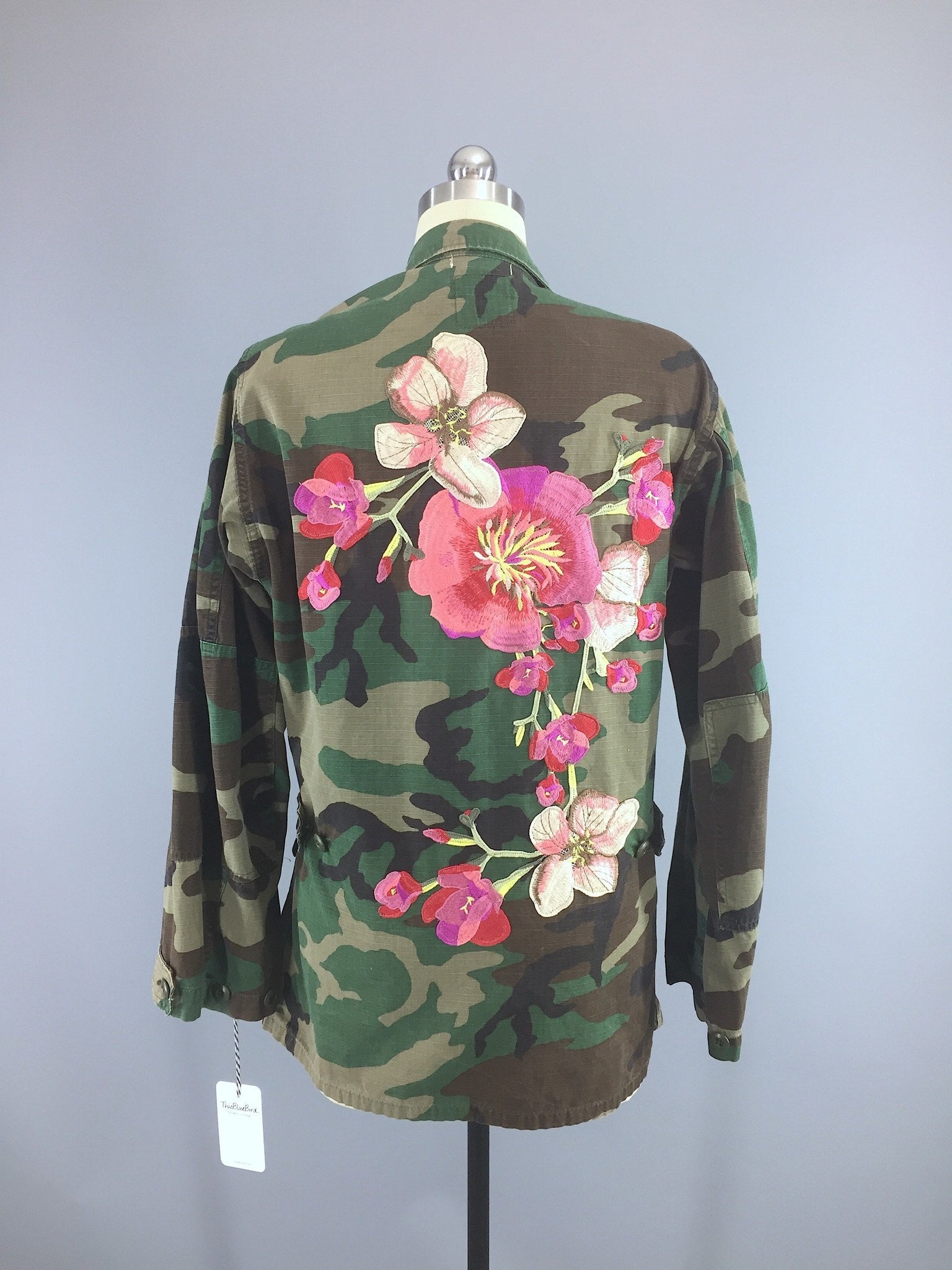 Vintage Military Jacket with Floral Embroidery – ThisBlueBird