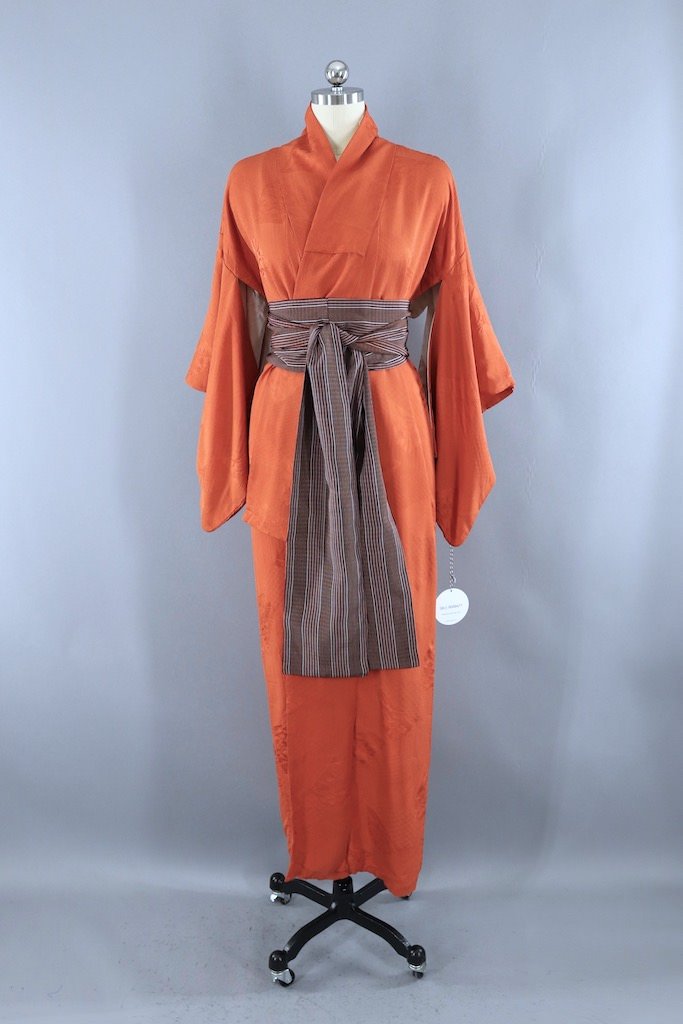 Vintage Orange Silk Kimono Robe – ThisBlueBird