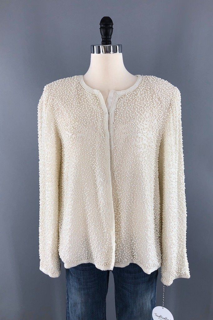 Vintage Pearl Beaded Jacket w/ Original Tag – ThisBlueBird