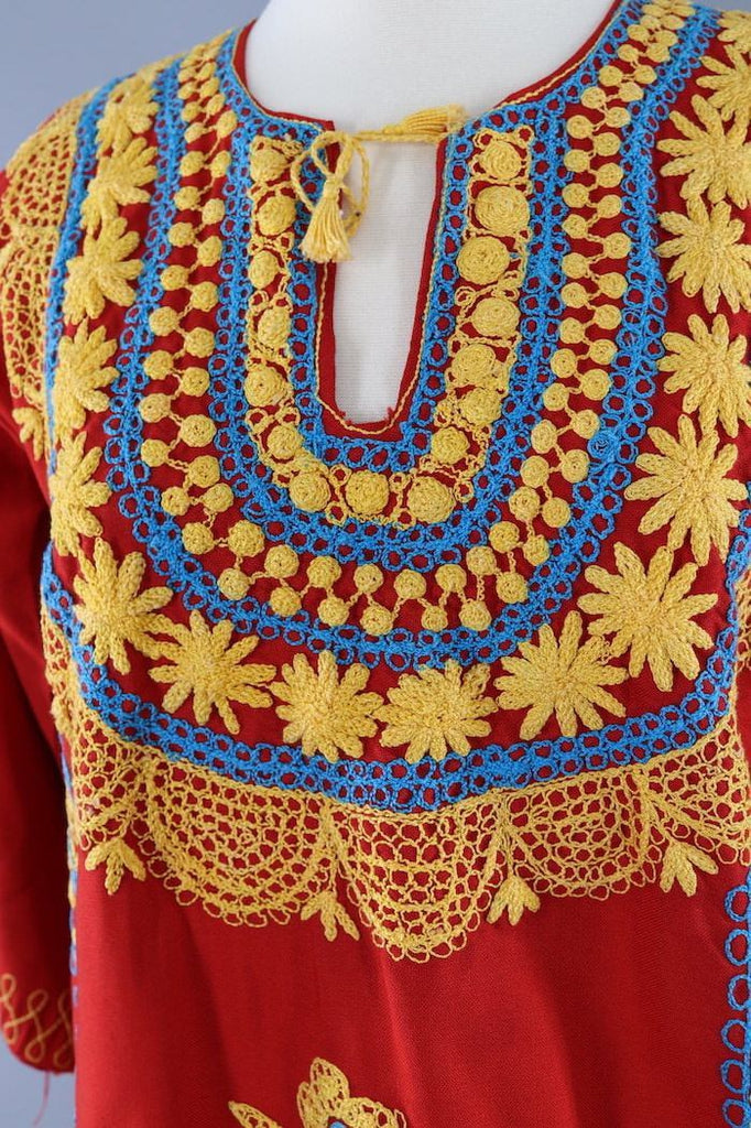 Vintage Red Embroidered Tunic – ThisBlueBird