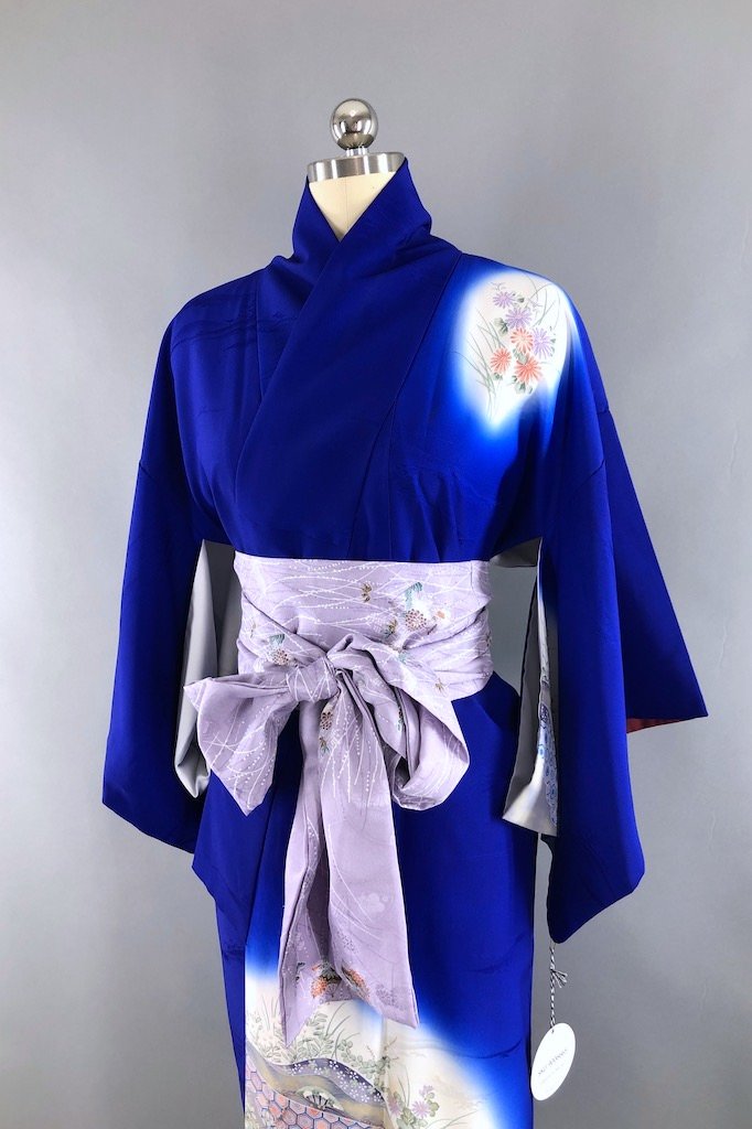 Vintage Royal Blue Kimono Robe – ThisBlueBird
