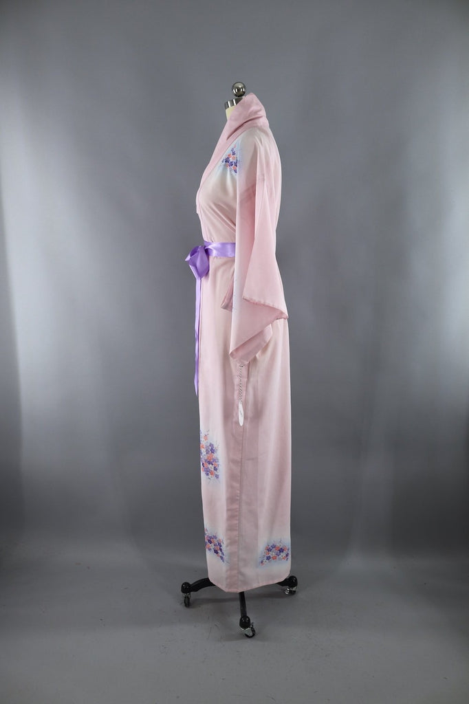 Vintage Silk Kimono Robe / Blush Pink Ro Silk Sheer Floral – ThisBlueBird