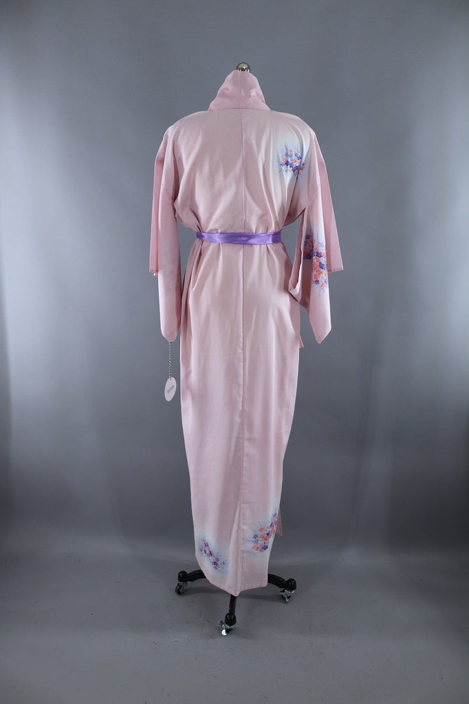 Vintage Silk Kimono Robe / Blush Pink Ro Silk Sheer Floral – ThisBlueBird