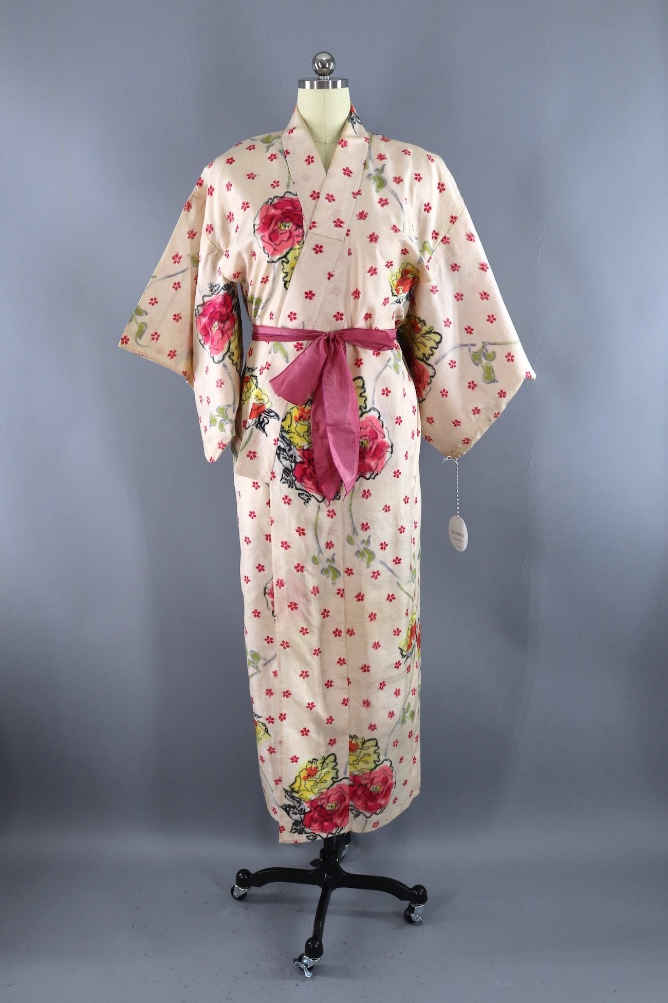 Vintage Silk Kimono Robe / Pink Rose Ikat – ThisBlueBird