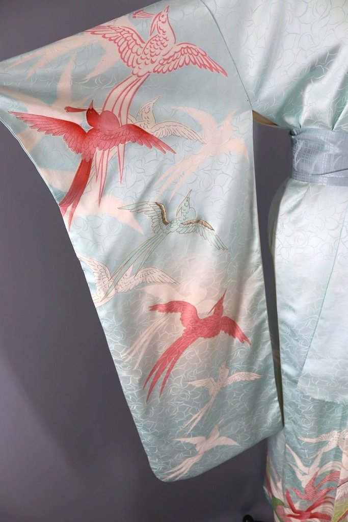 Vintage Blue Birds Silk Kimono Robe – ThisBlueBird