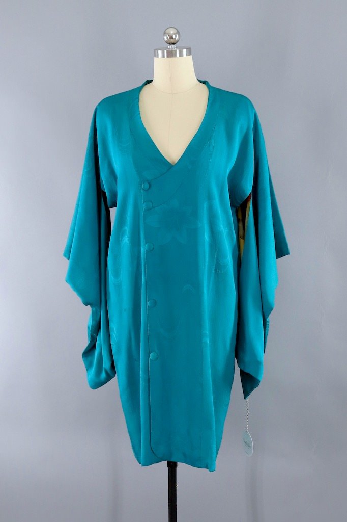 Vintage Turquoise Silk Kimono Jacket – ThisBlueBird